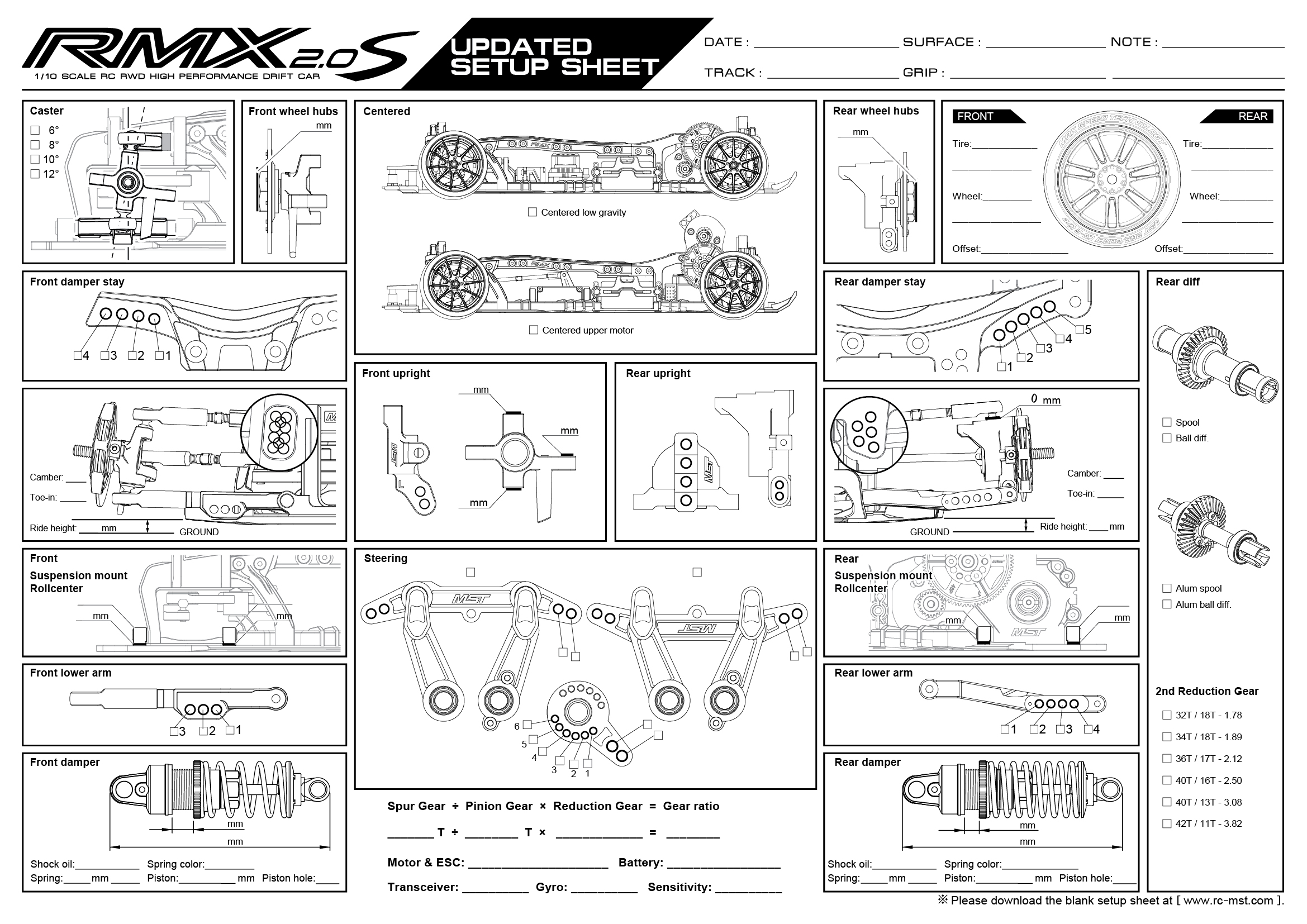Max Speed Technology-SUPPORTSETUP SHEETS